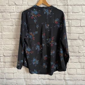 Dex | Tops | Dex Blue Floral Plus Size Tie Neck Blouse | Poshmark